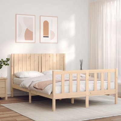 Berkfield Bed Frame with Headboard 140x200 cm Solid Wood | DIY at B&Q