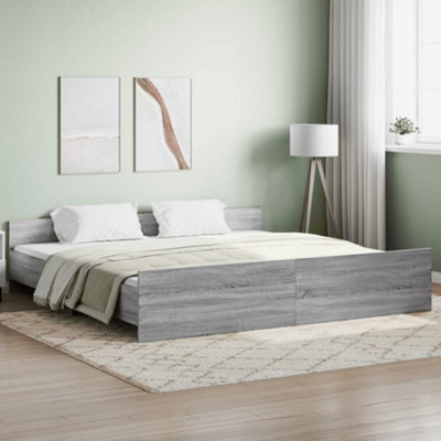Berkfield Bed Frame with Headboard and Footboard Grey Sonoma 200x200 cm ...