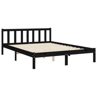 Berkfield Bed Frame with Headboard Black 140x200 cm Solid Wood