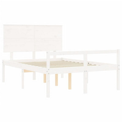 Berkfield Bed Frame with Headboard White 140x200 cm Solid Wood