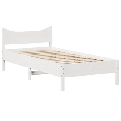 Berkfield Bed Frame with Headboard White 75x190 cm Small Single Solid ...