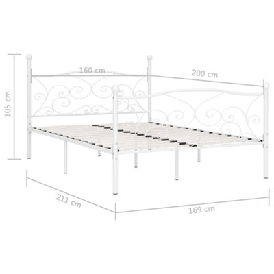 Berkfield Bed Frame with Slatted Base White Metal 160x200 cm