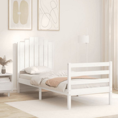 BERKFIELD BED FRAME WITHOUT MATTRESS WHITE SMALL SINGLE SOLID WOOD