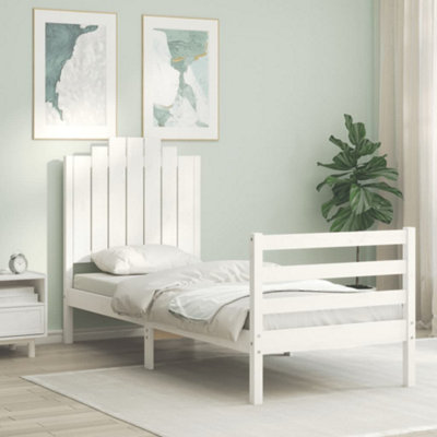 BERKFIELD BED FRAME WITHOUT MATTRESS WHITE SMALL SINGLE SOLID WOOD