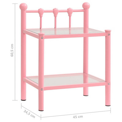 Berkfield Bedside Cabinet Pink&Transparent 45x34.5x60.5 cm Metal ...