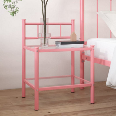 Berkfield Bedside Cabinet Pink&Transparent 45x34.5x60.5 cm Metal ...