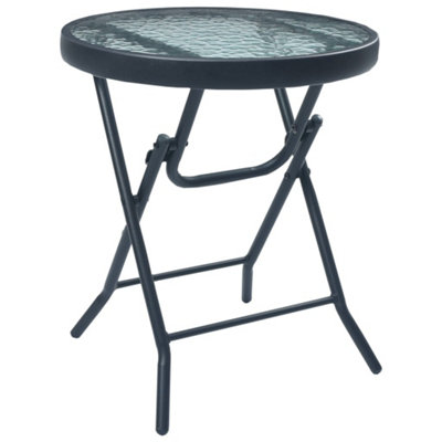 Berkfield Bistro Table Black 40x46 cm Steel and Glass | DIY at B&Q