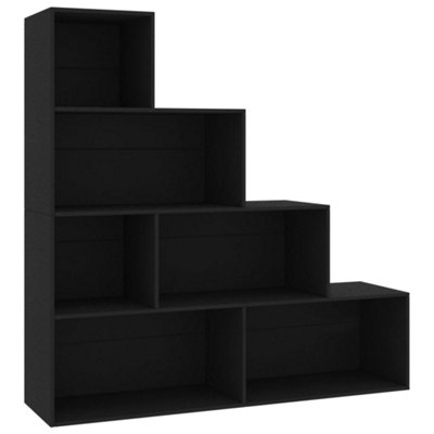 Berkfield Book Cabinet/Room Divider Black 155x24x160 cm Engineered Wood