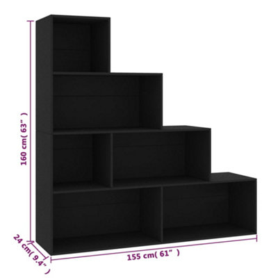 Berkfield Book Cabinet/Room Divider Black 155x24x160 cm Engineered Wood