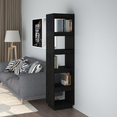 Berkfield Book Cabinet/Room Divider Black 40x35x167 cm Solid Wood Pine