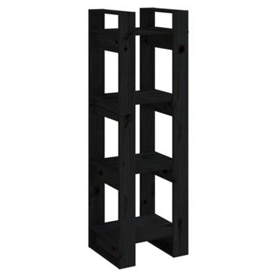 Berkfield Book Cabinet/Room Divider Black 41x35x125 cm Solid Wood Pine