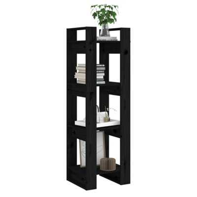 Berkfield Book Cabinet/Room Divider Black 41x35x125 cm Solid Wood Pine