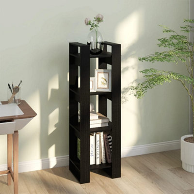 Berkfield Book Cabinet/Room Divider Black 41x35x125 cm Solid Wood Pine