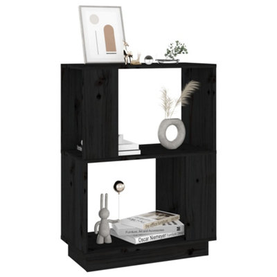 Berkfield Book Cabinet/Room Divider Black 51x25x70 cm Solid Wood Pine