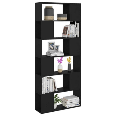 Berkfield Book Cabinet Room Divider Black 80x24x186 cm Engineered Wood
