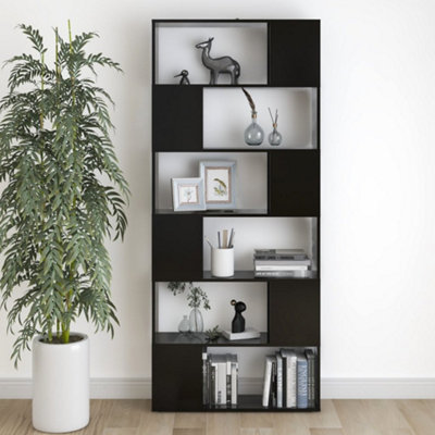 Berkfield Book Cabinet Room Divider Black 80x24x186 cm Engineered Wood