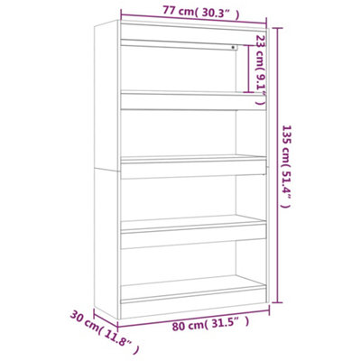 Berkfield Book Cabinet/Room Divider Black 80x30x135 cm Engineered Wood