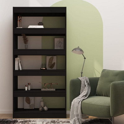 Berkfield Book Cabinet/Room Divider Black 80x30x166 cm Engineered Wood