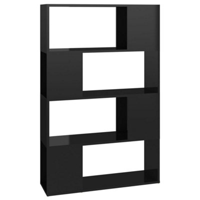 Berkfield Book Cabinet Room Divider High Gloss Black 80x24x124.5 cm