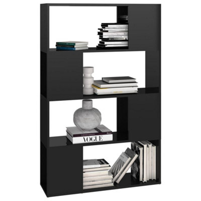 Berkfield Book Cabinet Room Divider High Gloss Black 80x24x124.5 cm