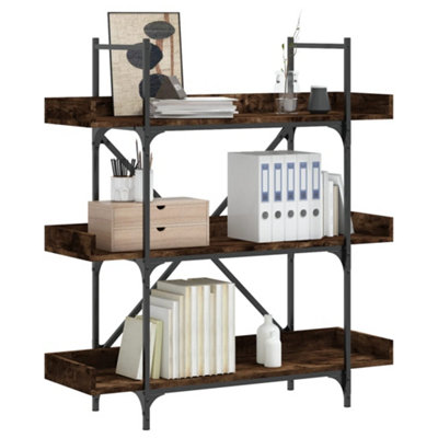 Berkfield Bookcase 3-Tier Smoked Oak 100x33x108.5 cm Engineered Wood