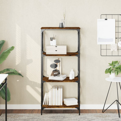 Berkfield Bookcase 4-Tier Smoked Oak 59x35x132 cm Engineered Wood