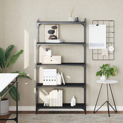 Berkfield Bookcase 5-Tier Black 80x30x154 cm Engineered Wood