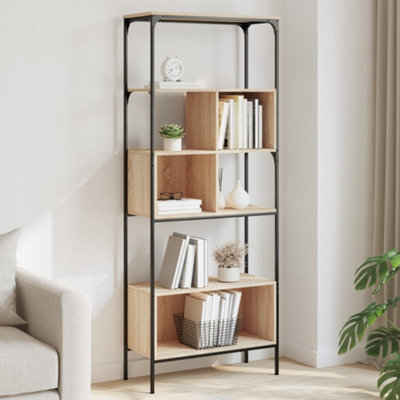 Berkfield Bookcase 5-Tier Sonoma Oak 76x33x188.5 cm Engineered Wood