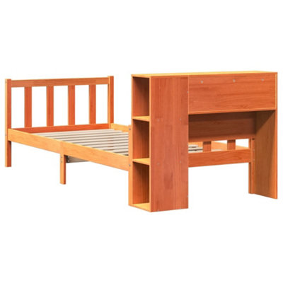 Berkfield Bookcase Bed without Mattress Wax Brown 75x190 cm Small Single Solid Wood
