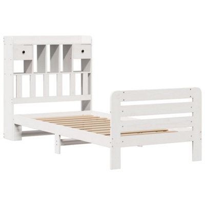 Berkfield Bookcase Bed without Mattress White 75x190 cm Small Single Solid Wood Pine
