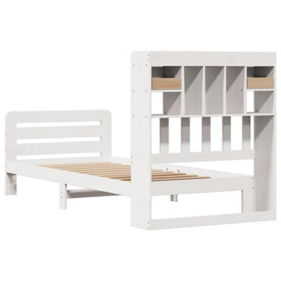 Berkfield Bookcase Bed without Mattress White 75x190 cm Small Single Solid Wood Pine