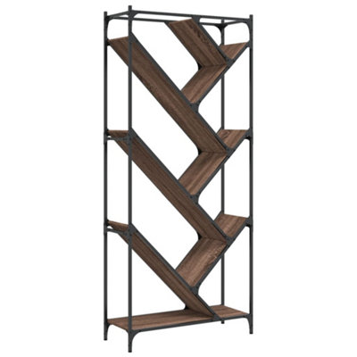 Berkfield Bookcase Brown Oak 79x30x180 cm Engineered Wood and Metal