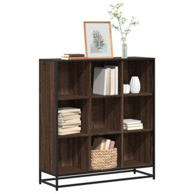 Berkfield Bookcase Brown Oak 97.5x33x107.5 cm Engineered Wood and Metal