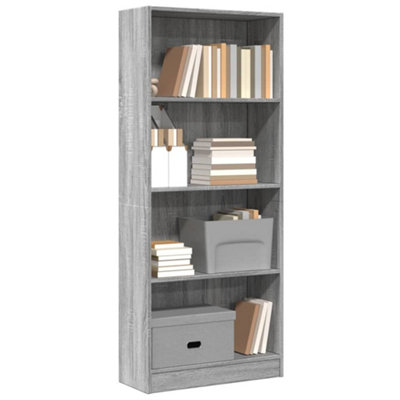 Berkfield Bookcase Grey Sonoma 60x24x143 cm Engineered Wood