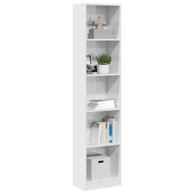 Berkfield Bookcase High Gloss White 40x24x176 cm Engineered Wood