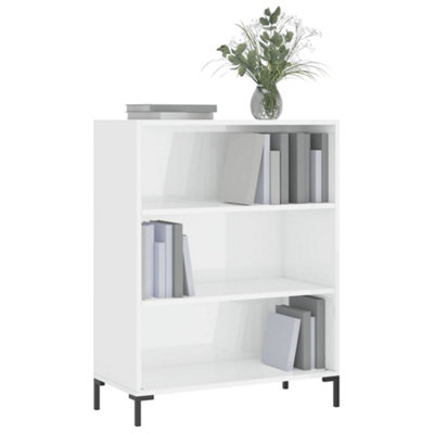 Berkfield Bookcase High Gloss White 69.5x32.5x90 cm Engineered Wood