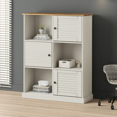 Berkfield Bookcase VIGO White 90x35x114.5 cm Solid Wood Pine | DIY at B&Q