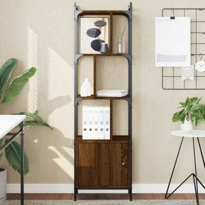 Berkfield Bookcase with Door Brown Oak 44.5x30x154.5 cm Engineered Wood