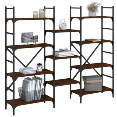 Berkfield Bookshelf Brown Oak 160x28.5x136.5 cm Engineered Wood