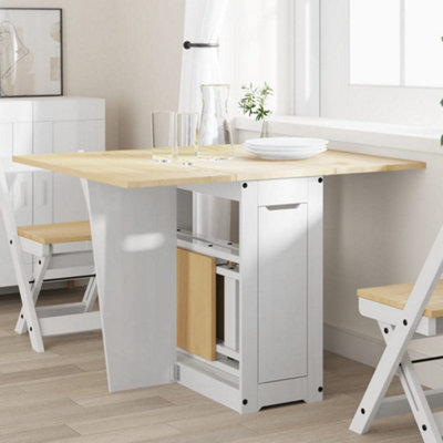 Berkfield Butterfly Dining Table Foldable Corona White Solid Wood Pine