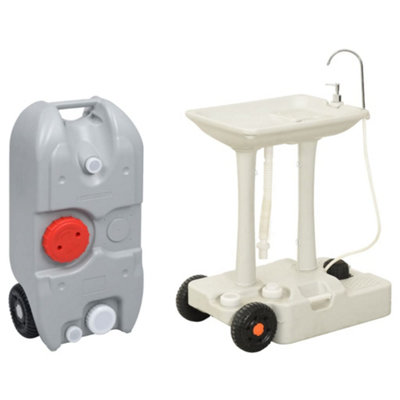 Berkfield Camping Hand Wash Stand with Wheeled Water Tank Grey