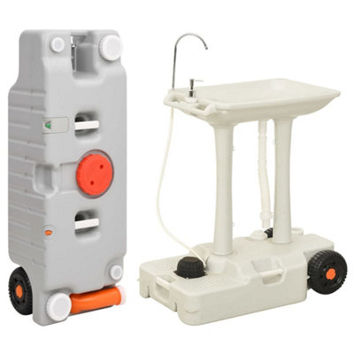 BERKFIELD CAMPING HAND WASH STAND WITH WHEELED WATER TANK GREY