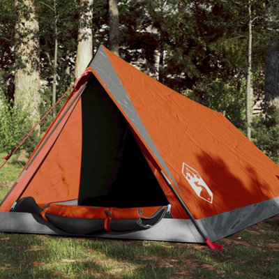 Berkfield Camping Tent 2-Person Grey and Orange Waterproof