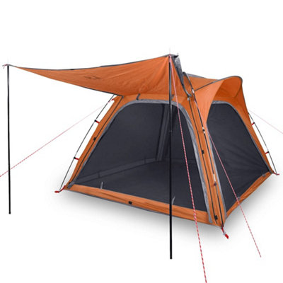 Berkfield Camping Tent 4-Person Grey and Orange Quick Release Waterproof
