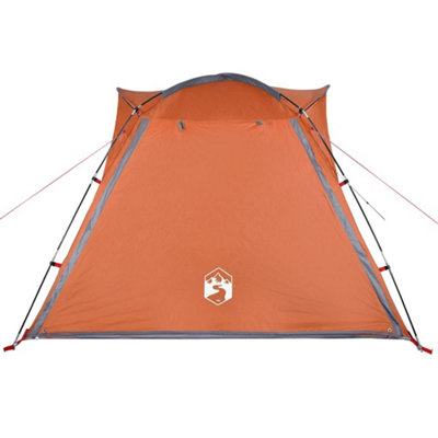 Berkfield Camping Tent 4-Person Grey and Orange Quick Release Waterproof