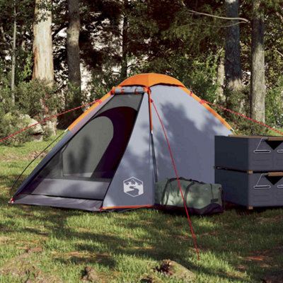 Berkfield Camping Tent Dome 2-Person Grey and Orange Waterproof