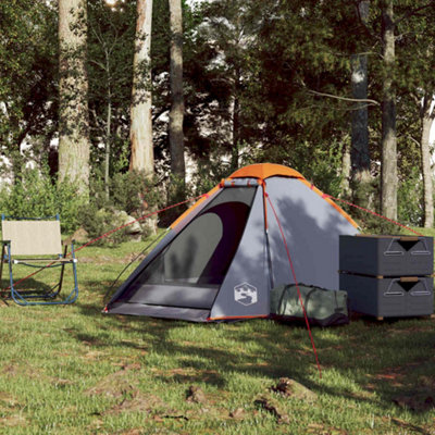 Berkfield Camping Tent Dome 2-Person Grey and Orange Waterproof