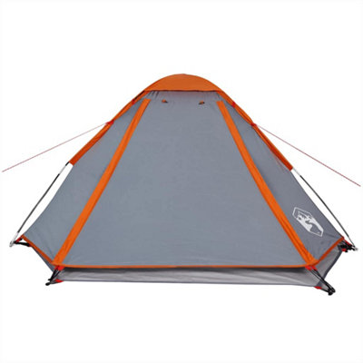 Berkfield Camping Tent Dome 2-Person Grey and Orange Waterproof