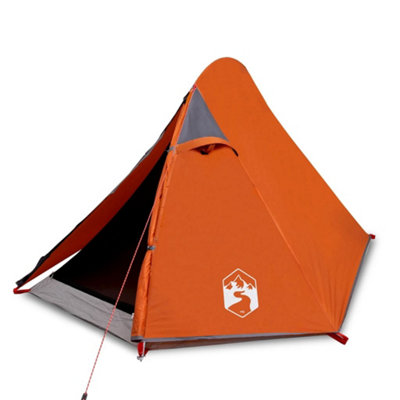 Berkfield Camping Tent Dome 2-Person Grey and Orange Waterproof