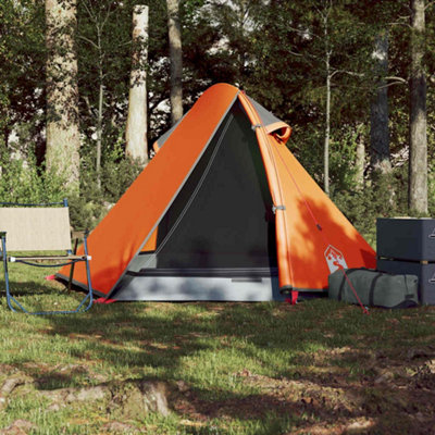 Berkfield Camping Tent Dome 2-Person Grey and Orange Waterproof